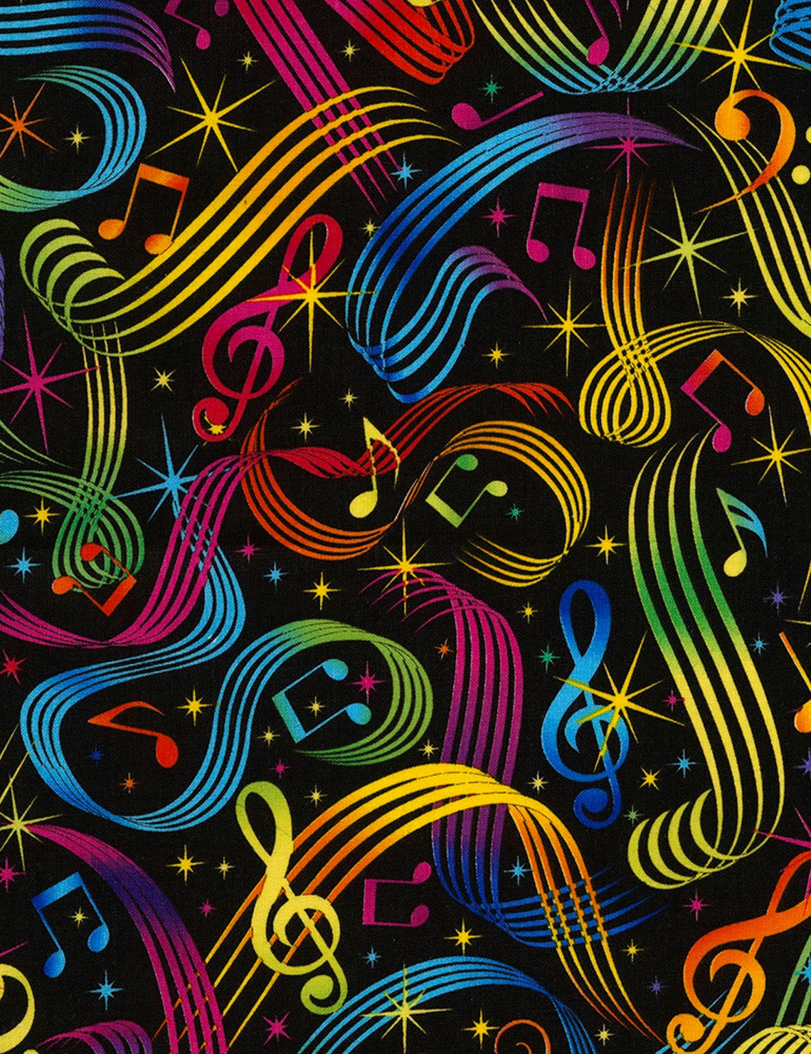 BRIGHT Music Notes by Timeless Treasures - Etsy