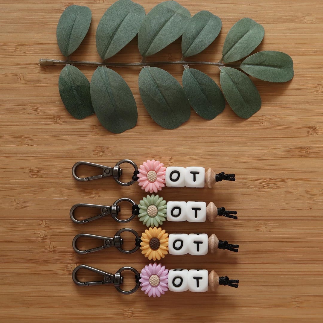 OT Keychain: Silicone & Wood Bead Occupational Therapist Gift - Etsy