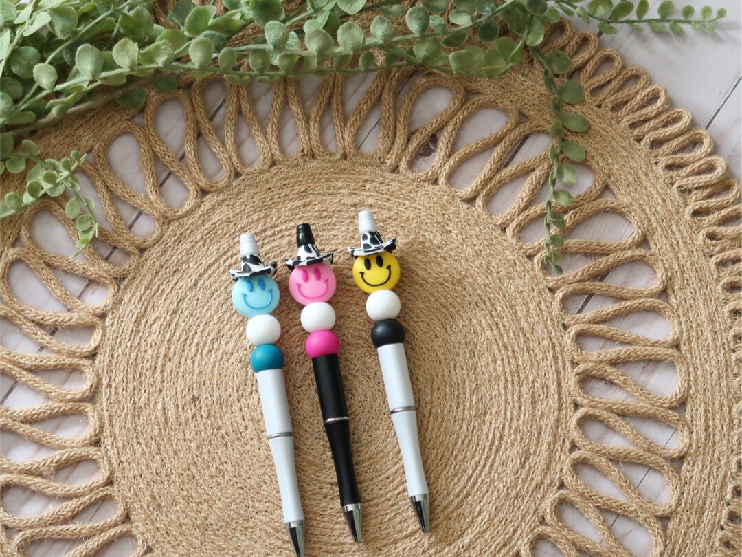 Smiley Face Pen Pen With Beads Cow Pen Silicone Beaded Pen - Etsy