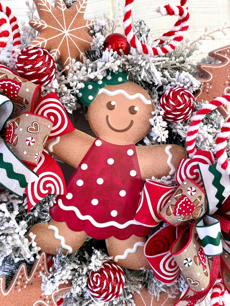 Gingerbread Girl Christmas Wreath Cookie Wreath Whimsical - Etsy