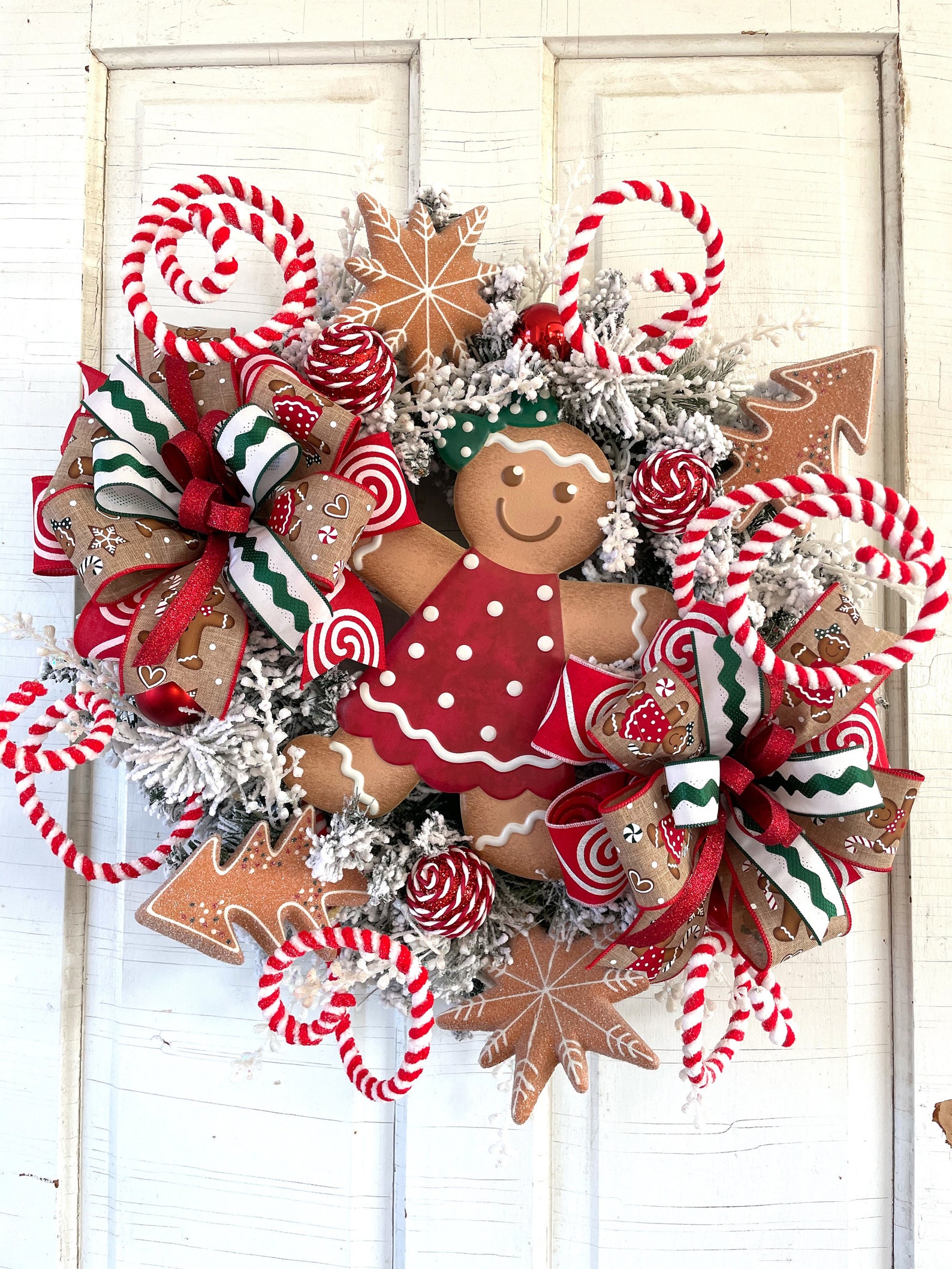 Gingerbread Girl Christmas Wreath Cookie Wreath Whimsical - Etsy