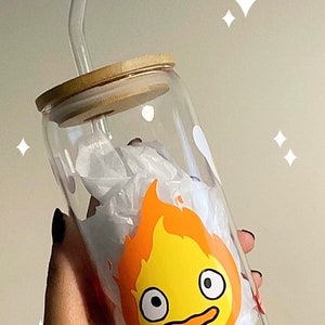 Ghibli Inspired Soda Glasses With Bamboo Lid and Straw - Etsy