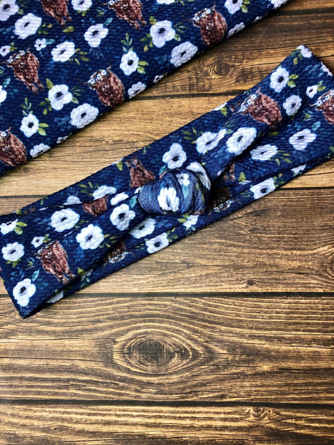 Highland Cow Headband, Cow Print Headband, Turban Knot Headband ...