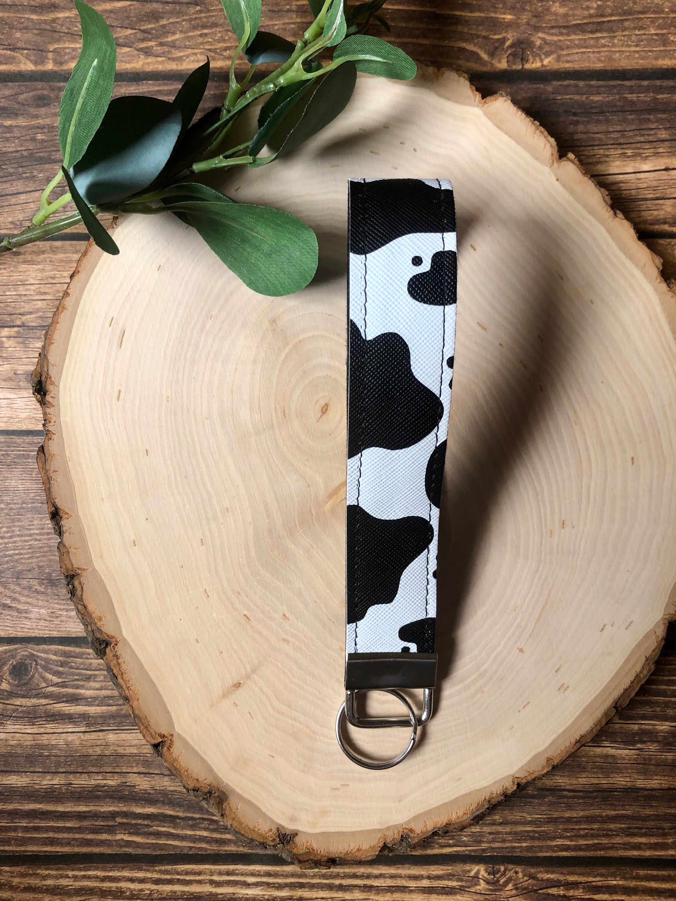 Cow Print Keychain Wristlet Cow Print Keychain Keychain - Etsy