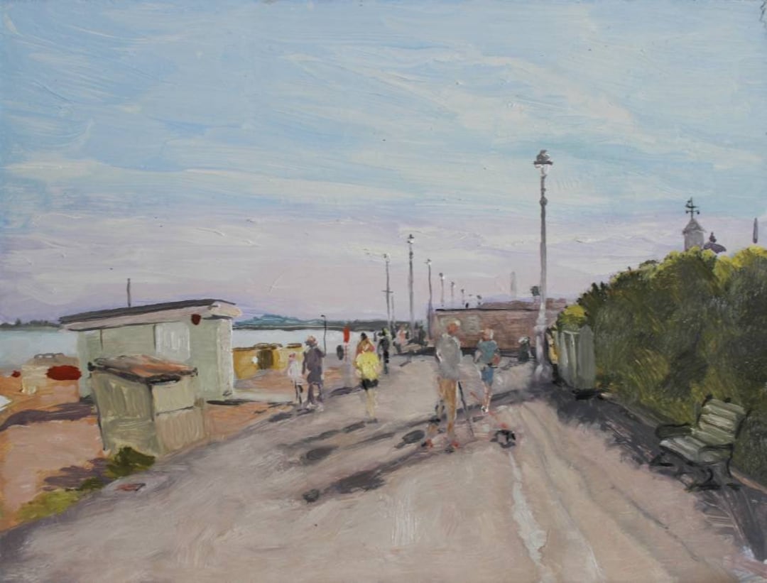 Promenading on Hove Seafront Original Plein Air Oil Painting on Board ...