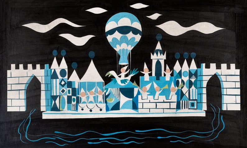 Mary Blair it's a Small World Concept Art 1964 Blue on Black. Mary ...