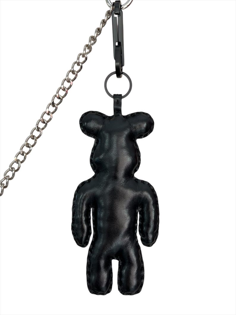 Bearbrick Keychain Kaws Black Genuine Leather Handmade Bear - Etsy
