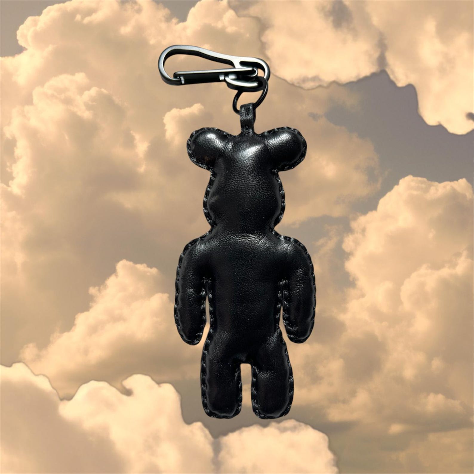 Bearbrick Keychain Kaws Black Genuine Leather Handmade Bear - Etsy