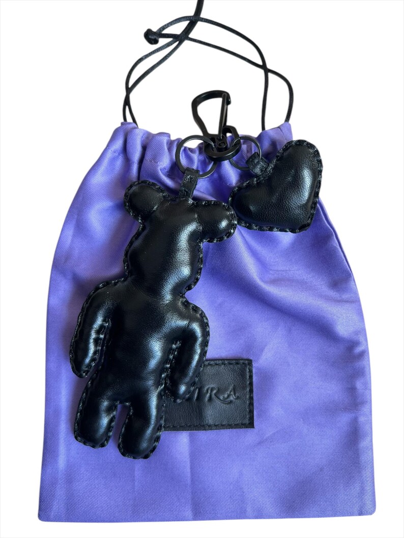 Bearbrick Keychain Kaws Black Genuine Leather Handmade Bear - Etsy