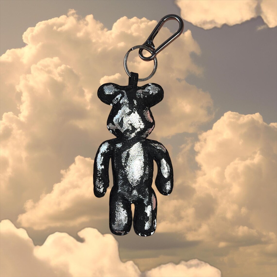 Bearbrick Keychain Kaws Black Genuine Leather Handmade Bear - Etsy