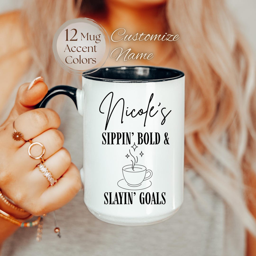 Custom Name Coffee Mug: Glam Girl Boss Gift - Etsy