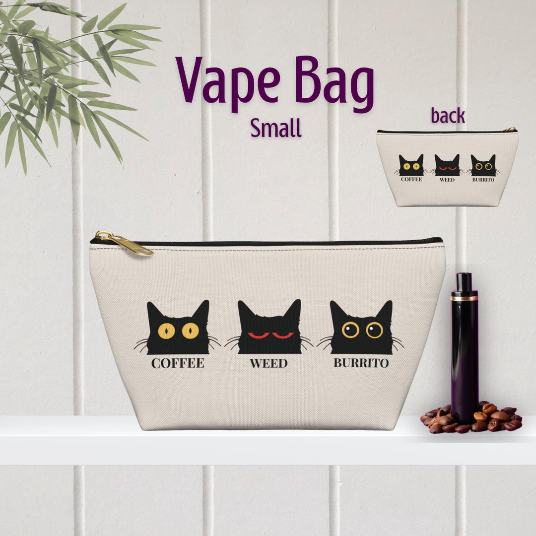 Vape Case Stash Bag, Puff Pouch, Stoner Cats Print, Small Travel ...