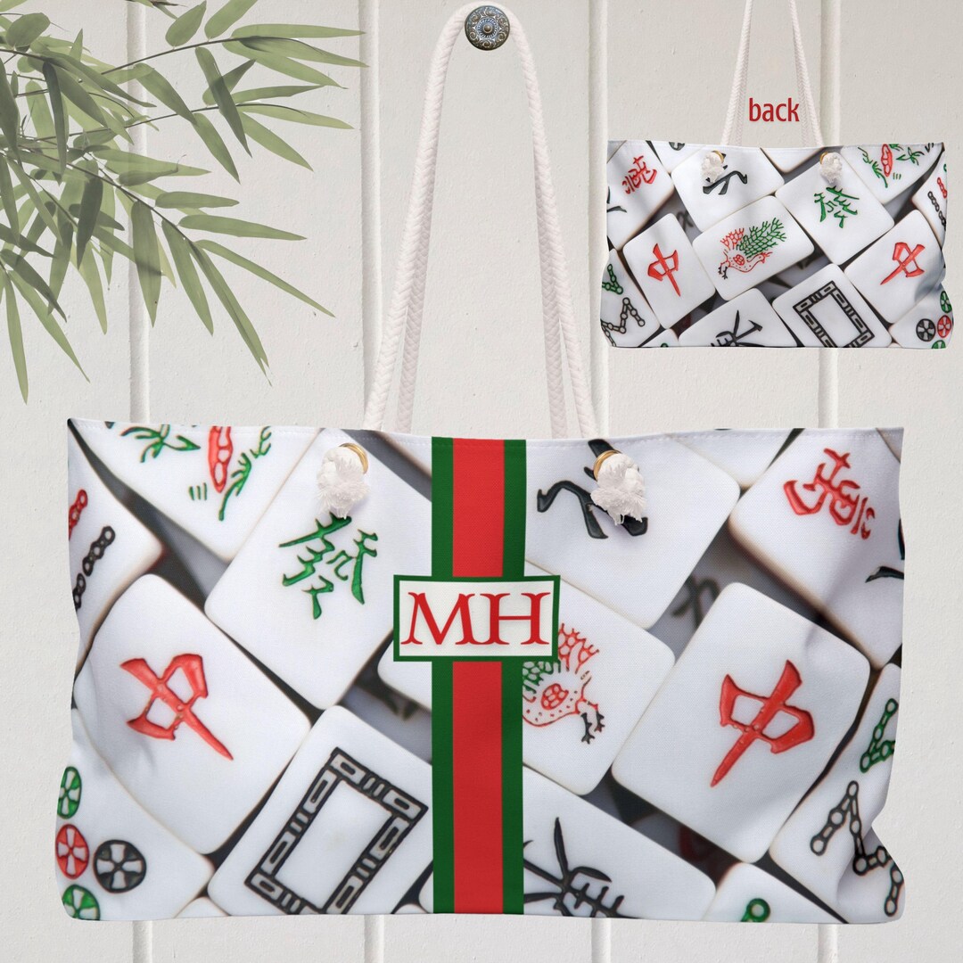 Monogram Mahjong Game Bag, Mahjongg Rack Tote, Tiles Print Custom Mah ...