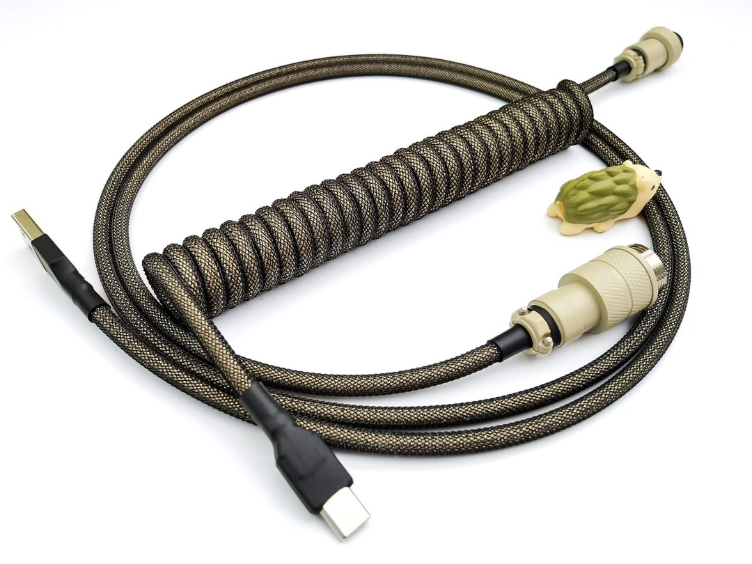 Coiled Mechanical Keyboard Cable dark Cream - Etsy