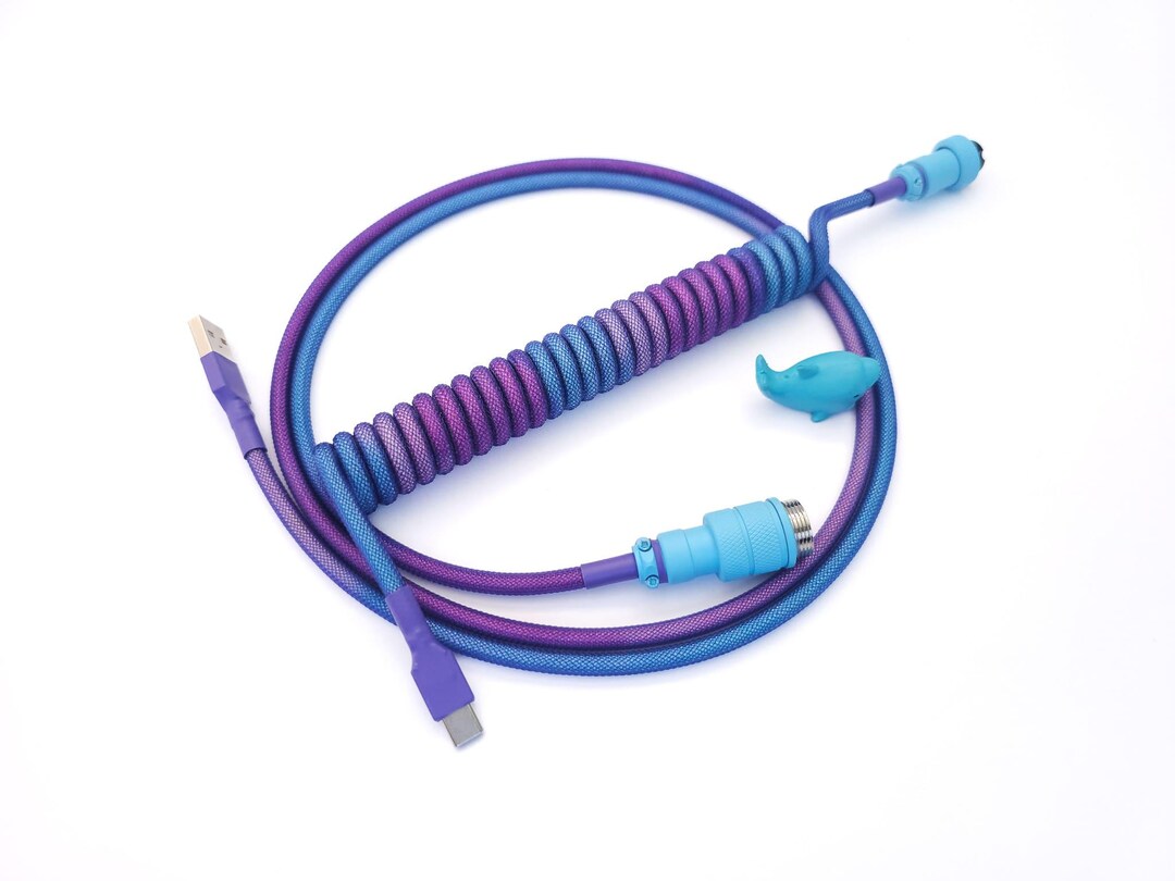 Coiled Keyboard Cable “indigo Rainbow” - Etsy