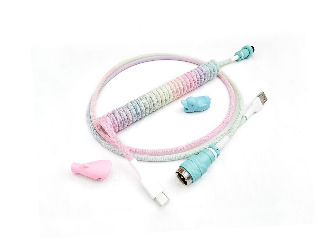 Coiled Keyboard Cable “pastel Jelly Rainbow ” - Etsy