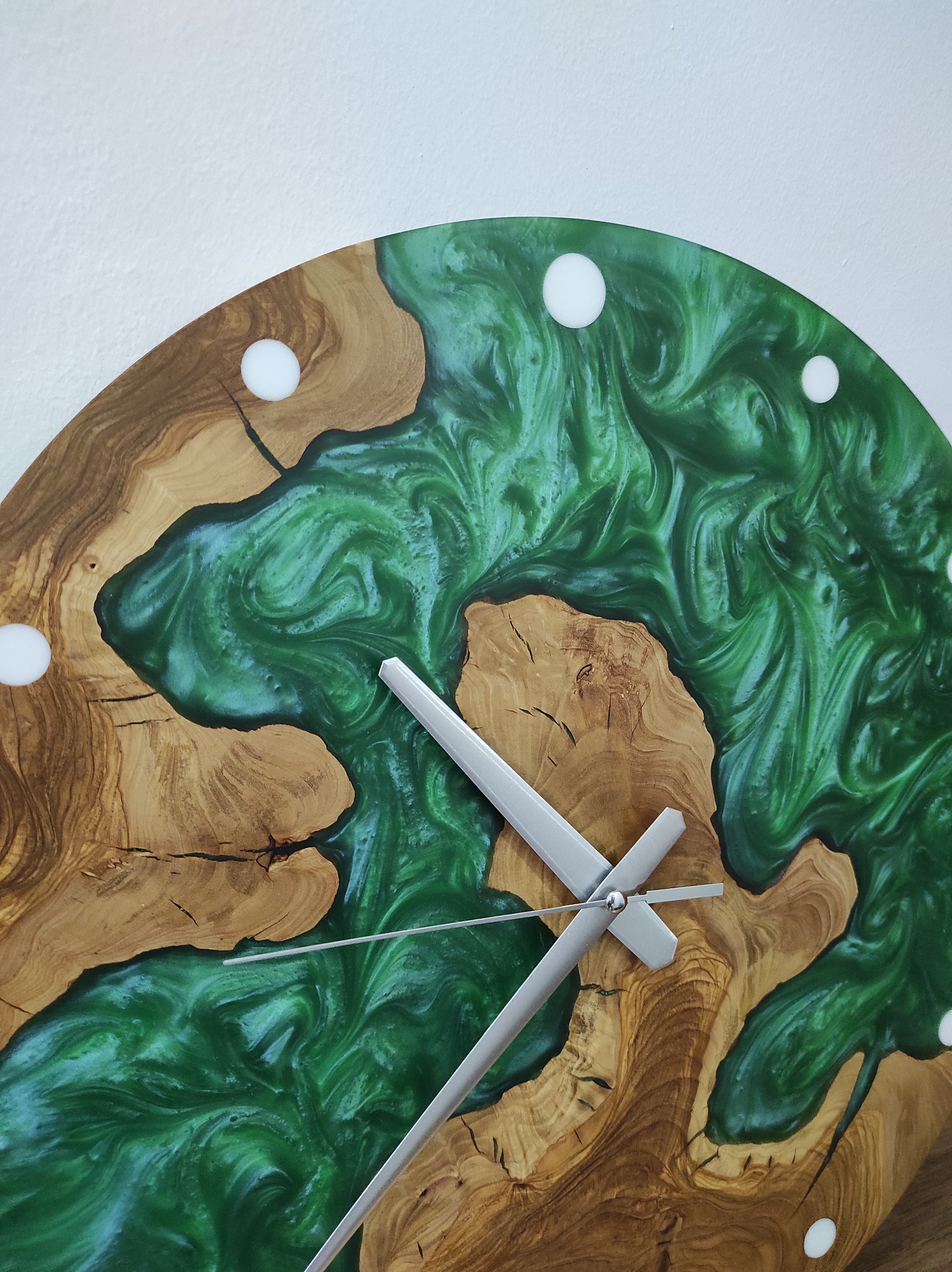Custom Made Resin & Olive Wood Wall Clock, Personalized Wall Clock ...