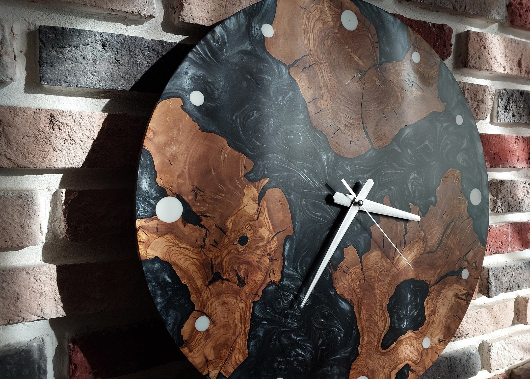 Custom Made Resin & Olive Wood Wall Clock Personalized Wall - Etsy
