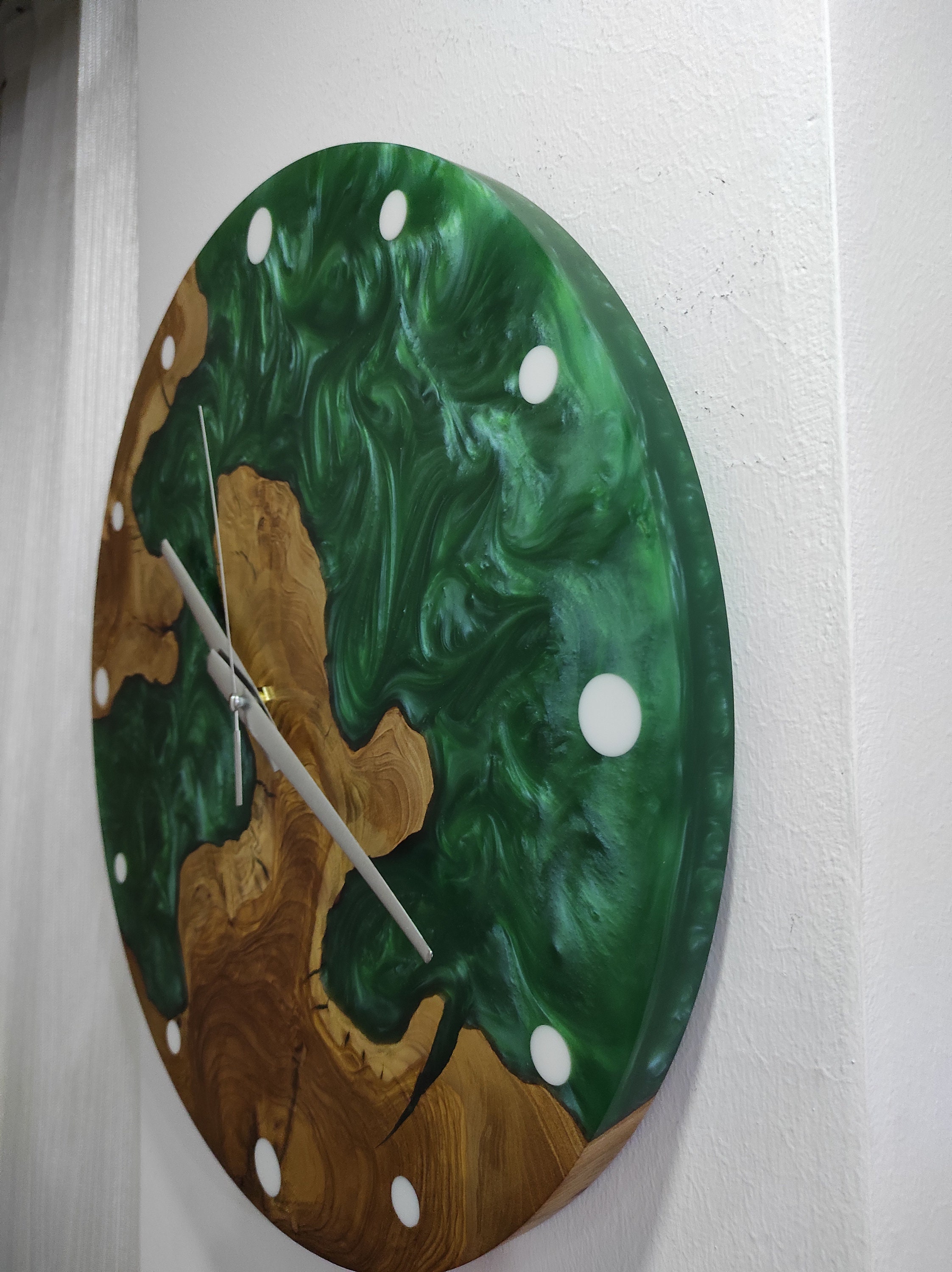 Custom Made Resin & Olive Wood Wall Clock, Personalized Wall Clock ...