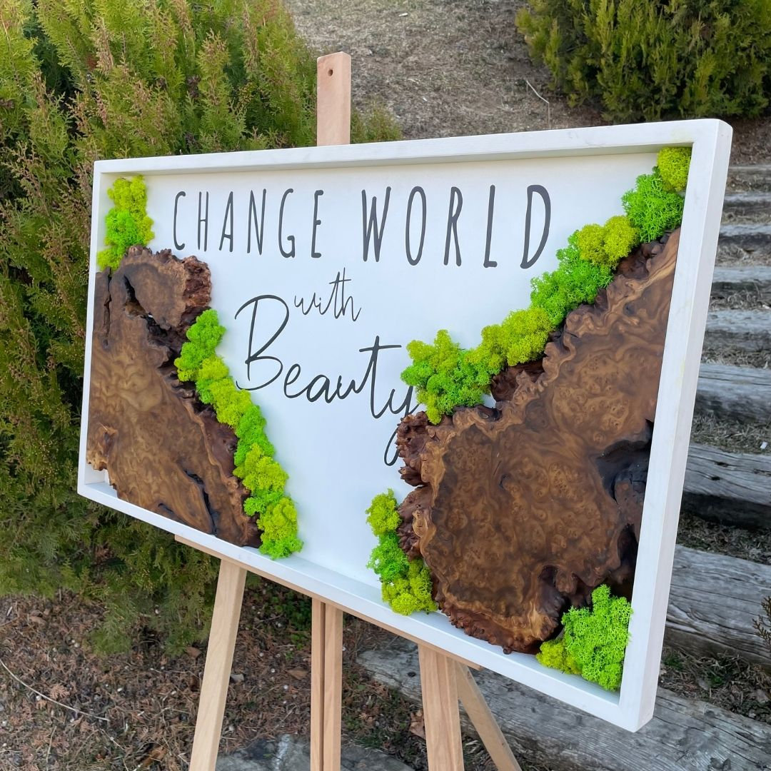 PERSONALIZED Moss Wall Art Gift, Personalized Wall Sign With Wood ...