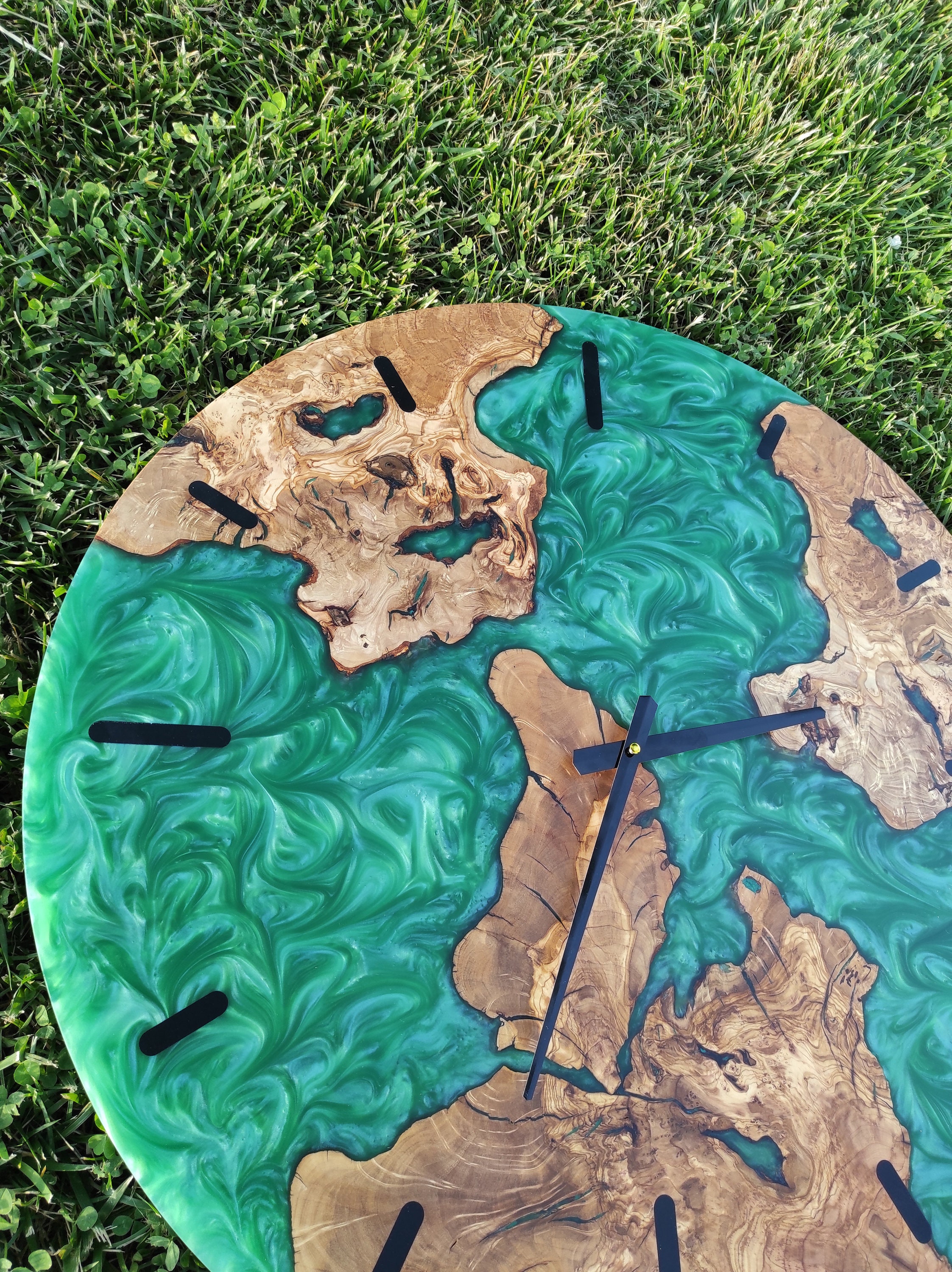 Custom Made Resin & Olive Wood Wall Clock, Personalized Wall Clock ...