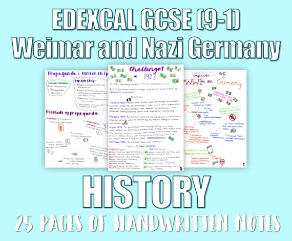 EDEXCEL GCSE 9-1 History Revision Notes : Weimar and Nazi | Etsy UK