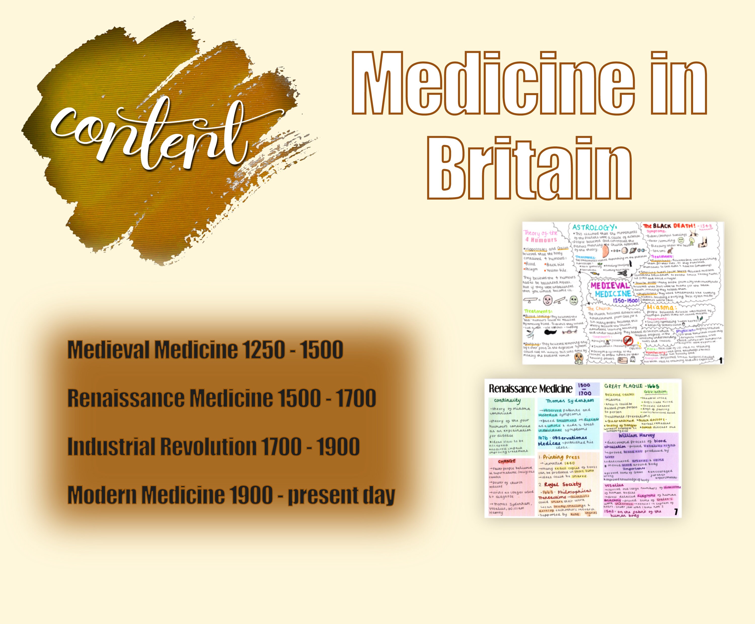 EDEXCEL GCSE (9-1) History Revision Notes : Medicine in Britain - Etsy
