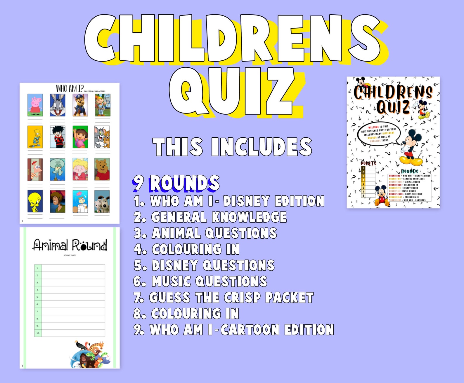 CHILDRENS QUIZ 5 Different Quizzes / Games to Choose From | Etsy CHILDRENS QUIZ 5 Different Quizzes / Games to Choose From | Etsy