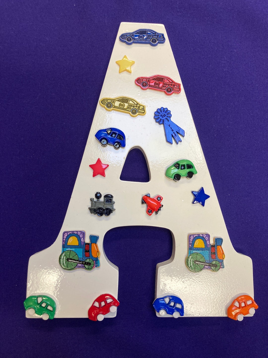 Wooden Letter A, Transportation Theme, Cars, Trains, Airplanes, Planes ...