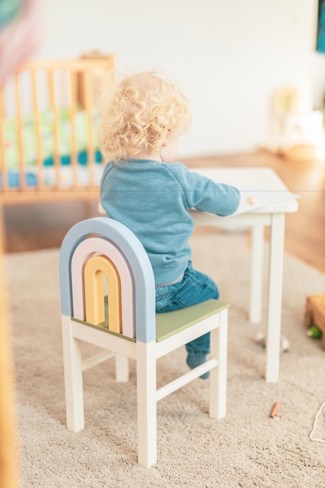 Children's Chair Rainbow Personalized High Chair Kids - Etsy UK