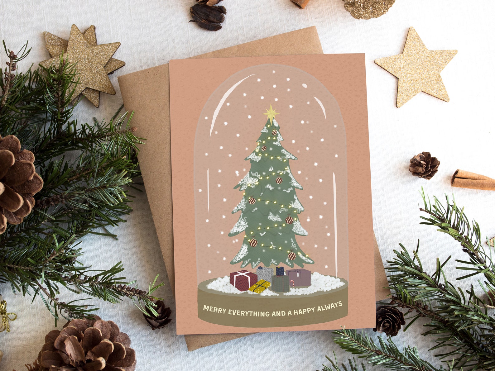 Snow Globe Greeting Card Snow Globe Illustration Christmas - Etsy