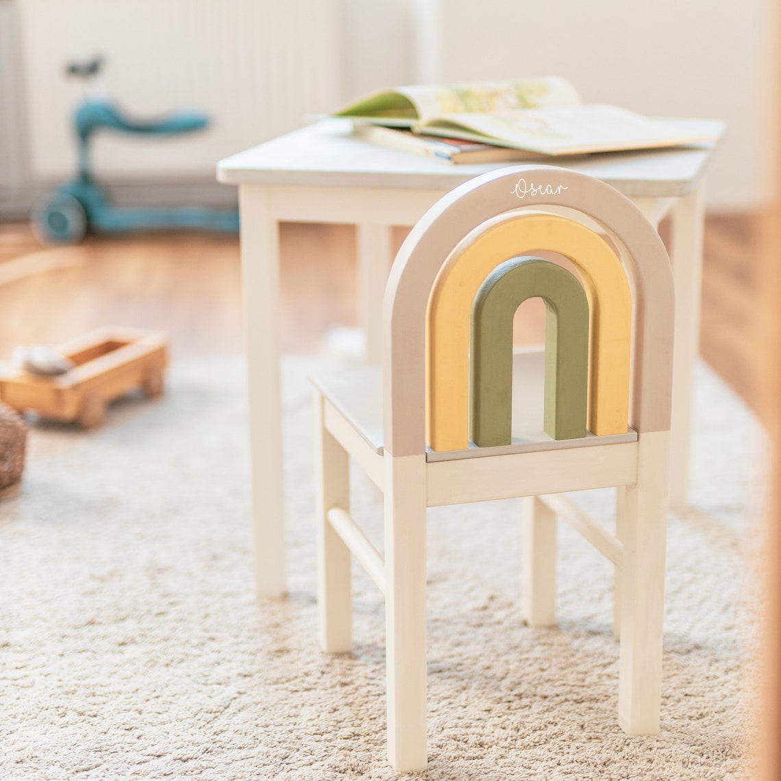 Children's Chair Rainbow Personalized High Chair Kids - Etsy UK