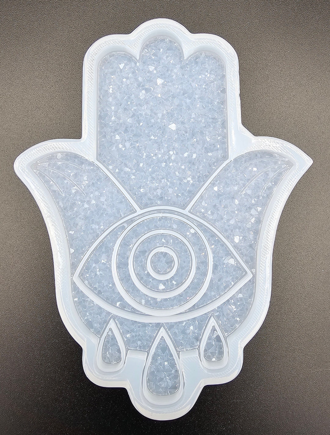 Druzy Hamsa Hand With Evil Eye Protection Resinart Mold, , Silicone ...