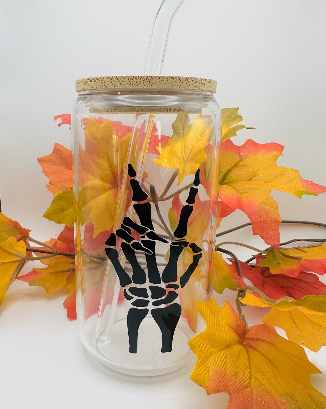 Skeleton Hand Glass Can - Etsy