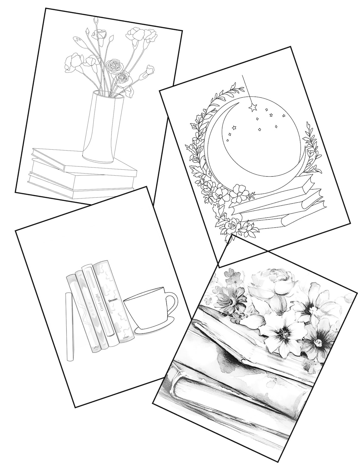 Bookish Coloring Page Adult Coloring Book Printable - Etsy