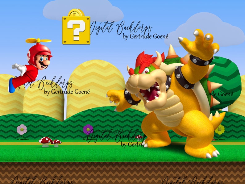 Digital Backdrop Super Mario Bowser | Etsy