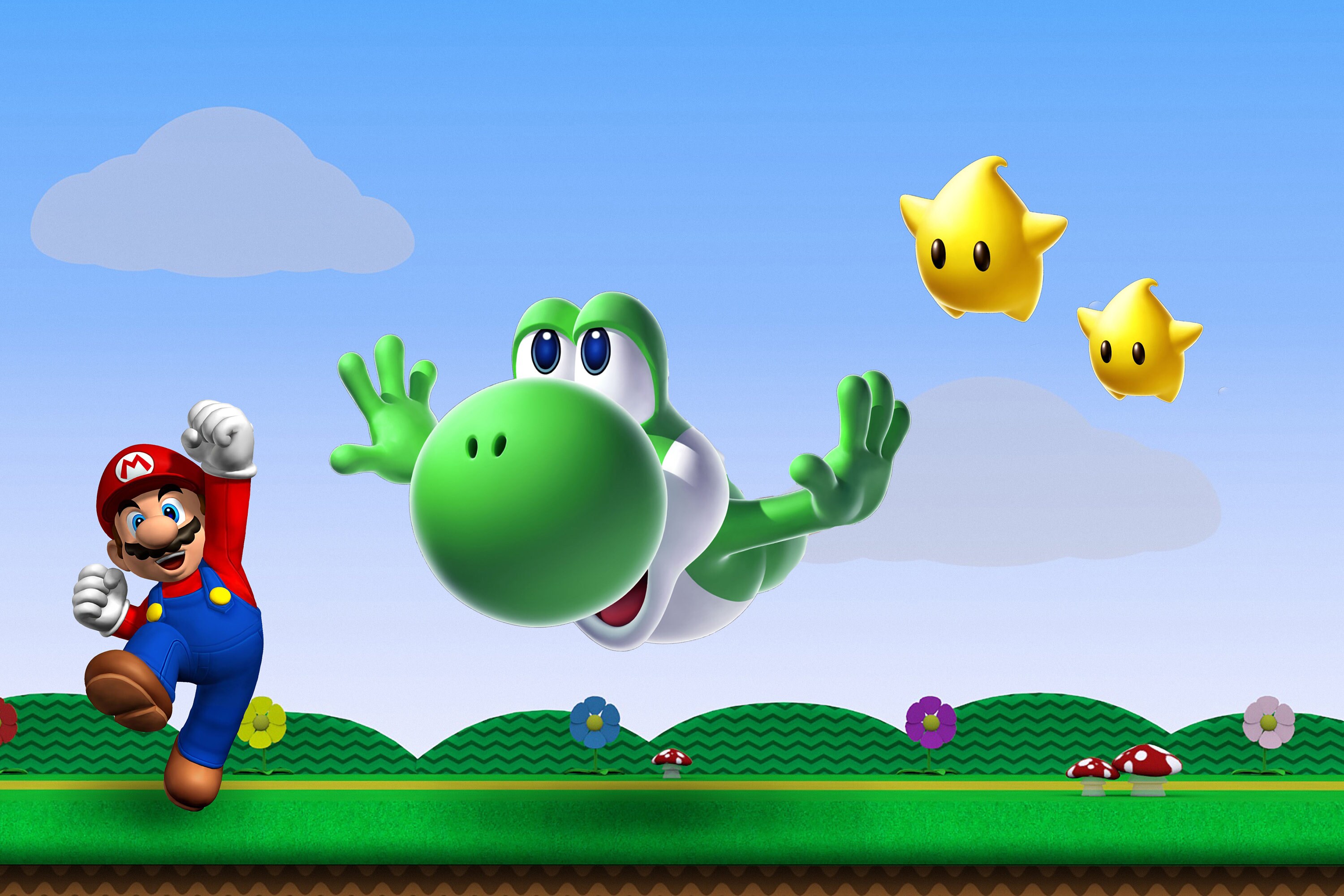 Digital Backdrop Flying on Yoshi - Etsy