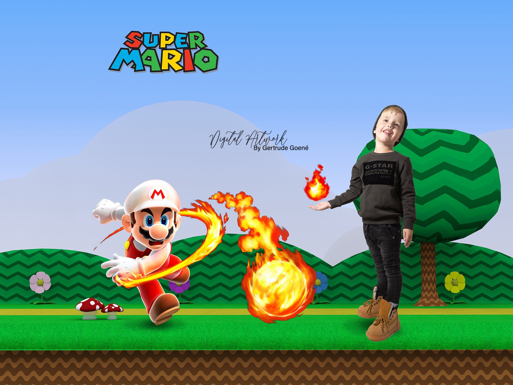 Digital Backdrop Super Mario Fireball - Etsy