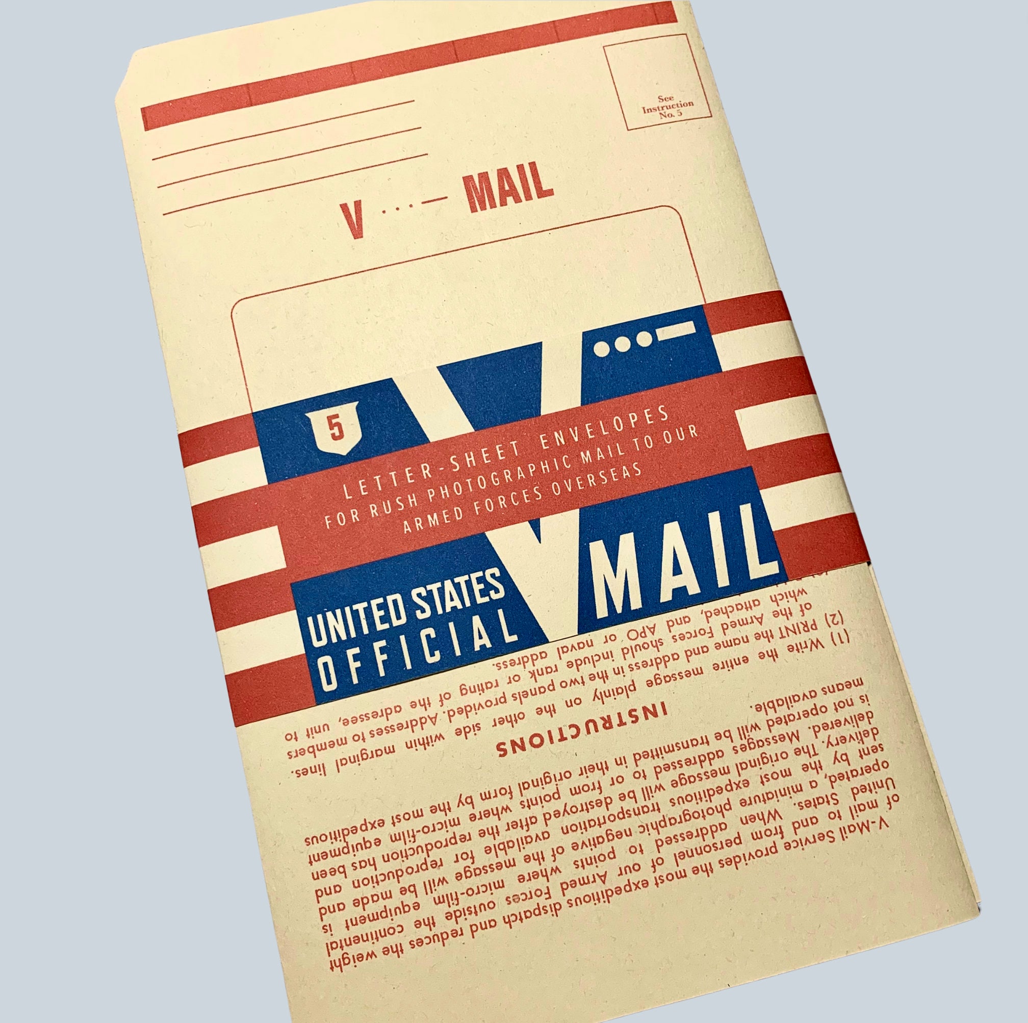 V-mail Envelopes, Set of 5, for US GI Reenactment, WW2 Ephemera, Pocket ...