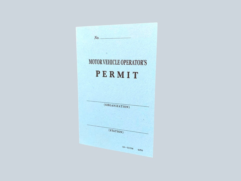 Driving Permit for WW2 US Army, Vintage Paperwork, WW2 Paperwork, Army ...