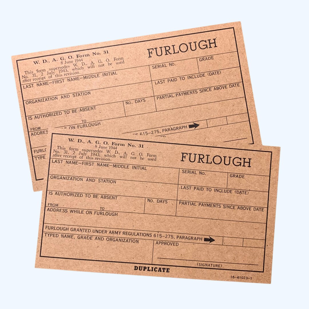 Furlough Passes Replicas for WW2 US Reenactment, Reproduction WW2 ...