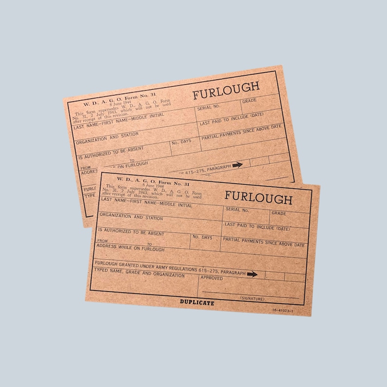 WW2 US Army Furlough Passes, Vintage Paperwork, WW2 Paperwork, Army ...