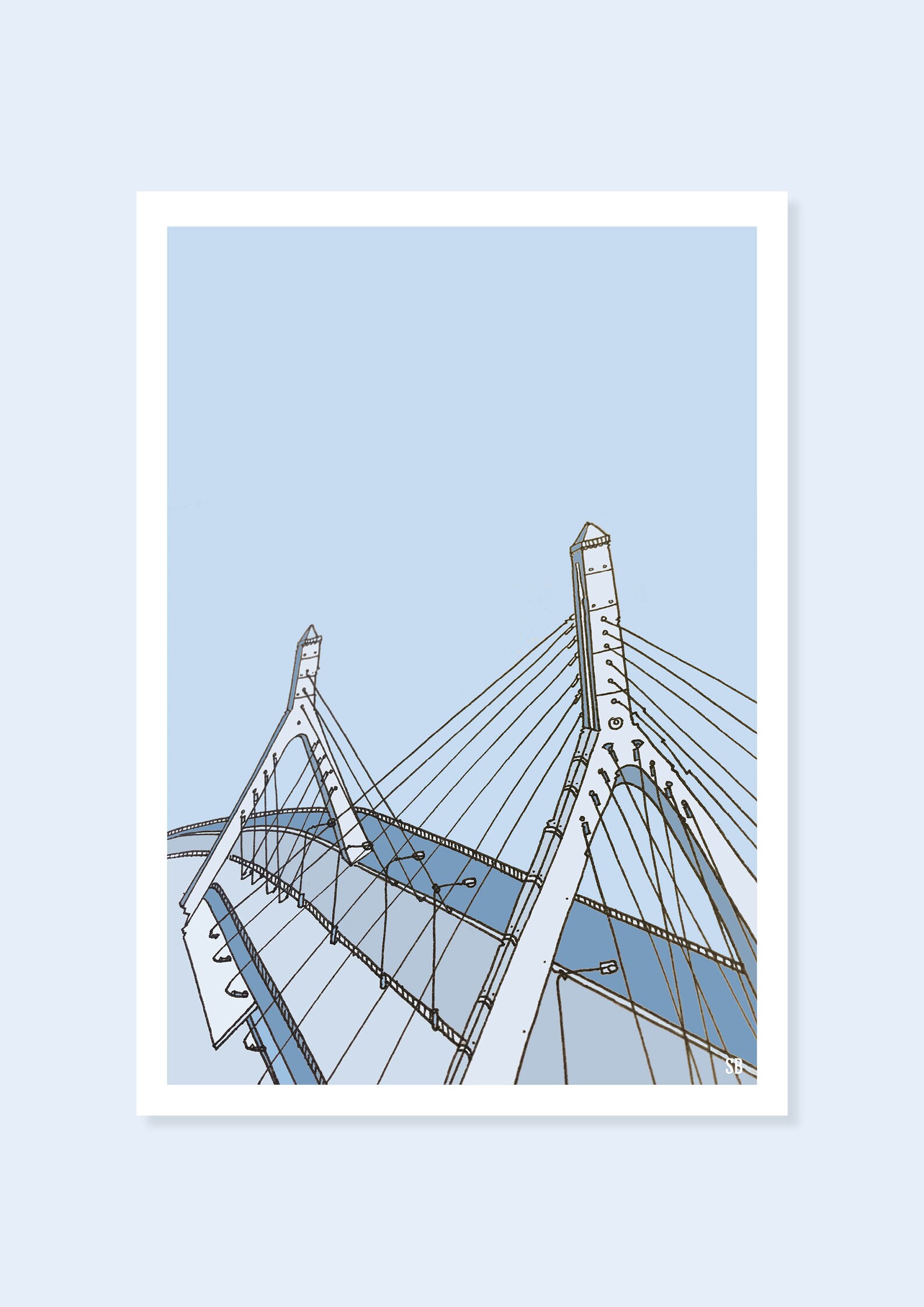 Zakim Bridge, Boston Illustration | A5 Print | 210gsm White Card - Etsy