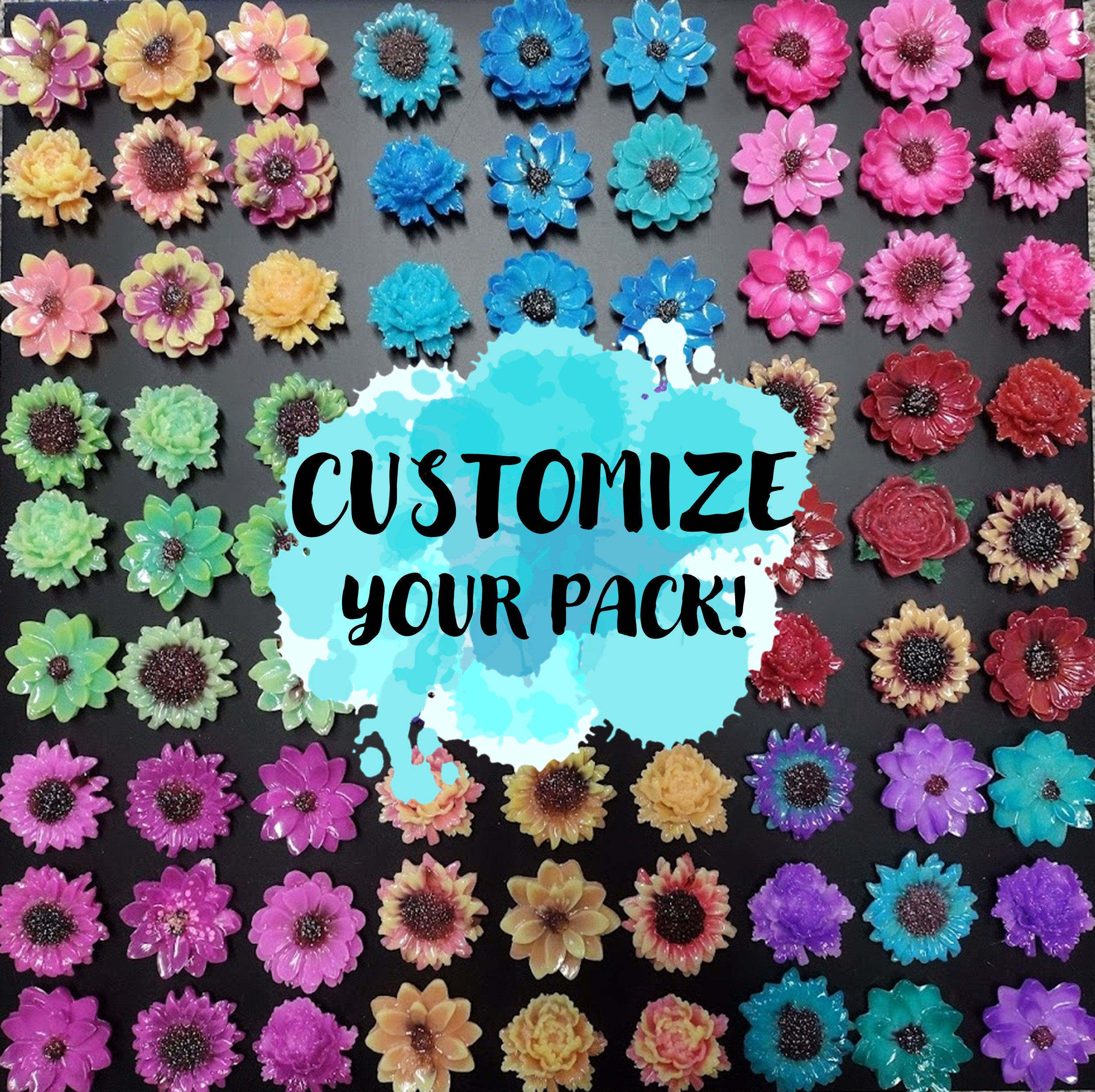 Customizable Flower Magnets - 6 Pack / 9 Pack - Colorful, Fridge ...