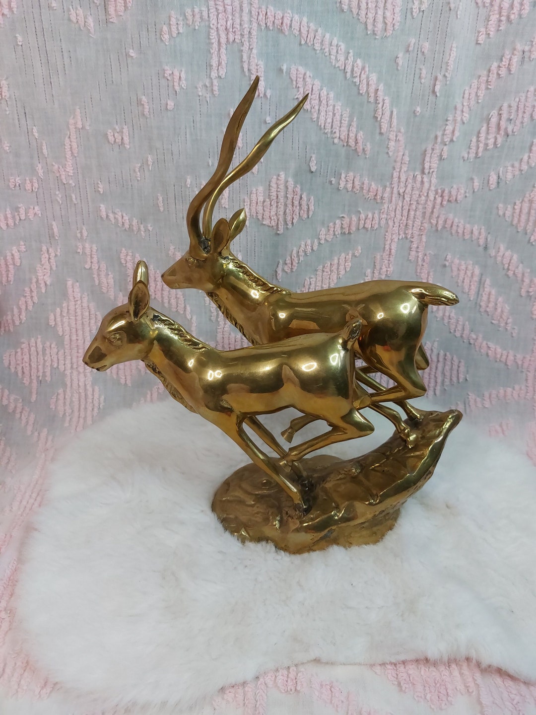 Vintage Solid Brass Gazelle Sculptures Pair of Gazelle Home Decor 14 ...