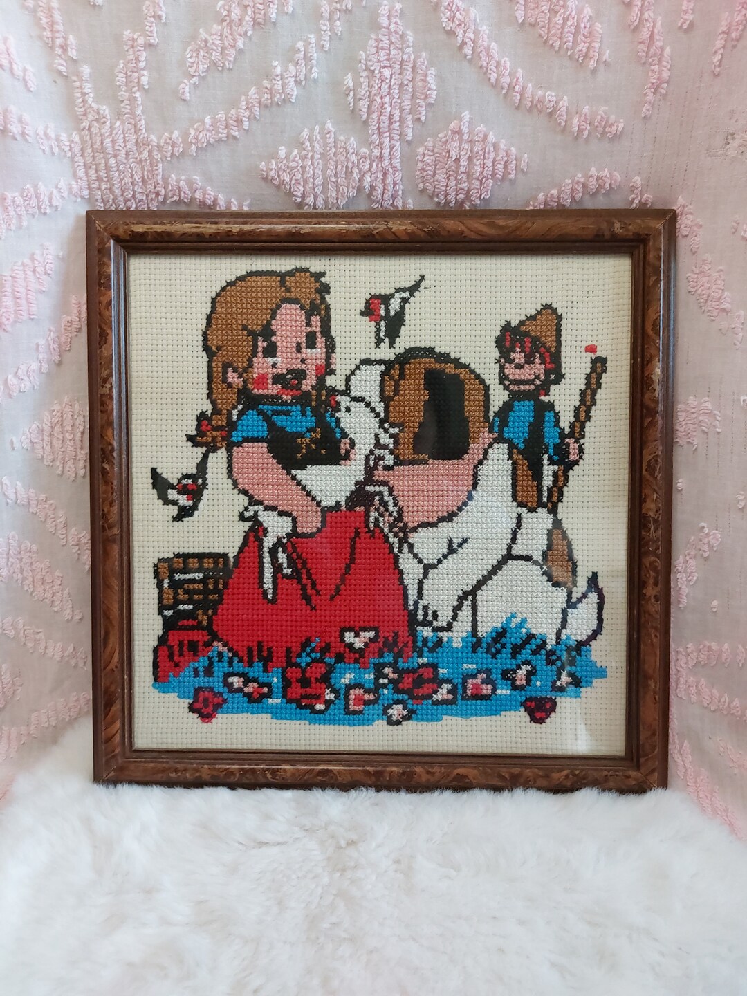 Vintage Swedish Crewel Work the Little Vagrant Lady Collins Framing ...
