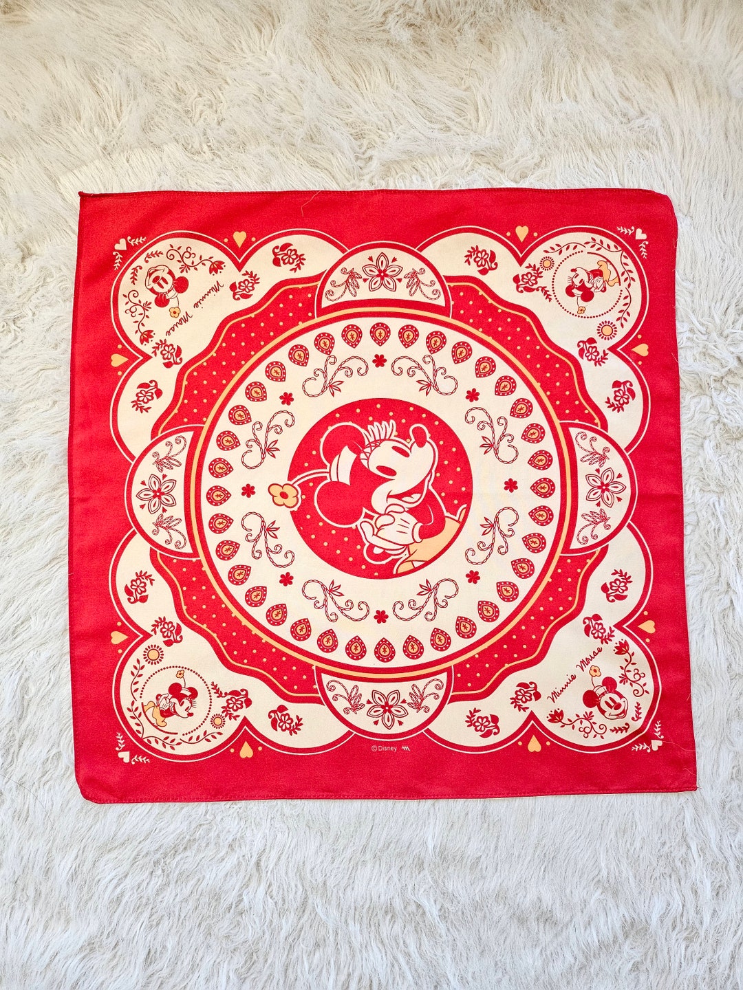 Vintage Minnie Mouse Walt Disney Bandana Handkerchiefs Scarf Blue&red ...