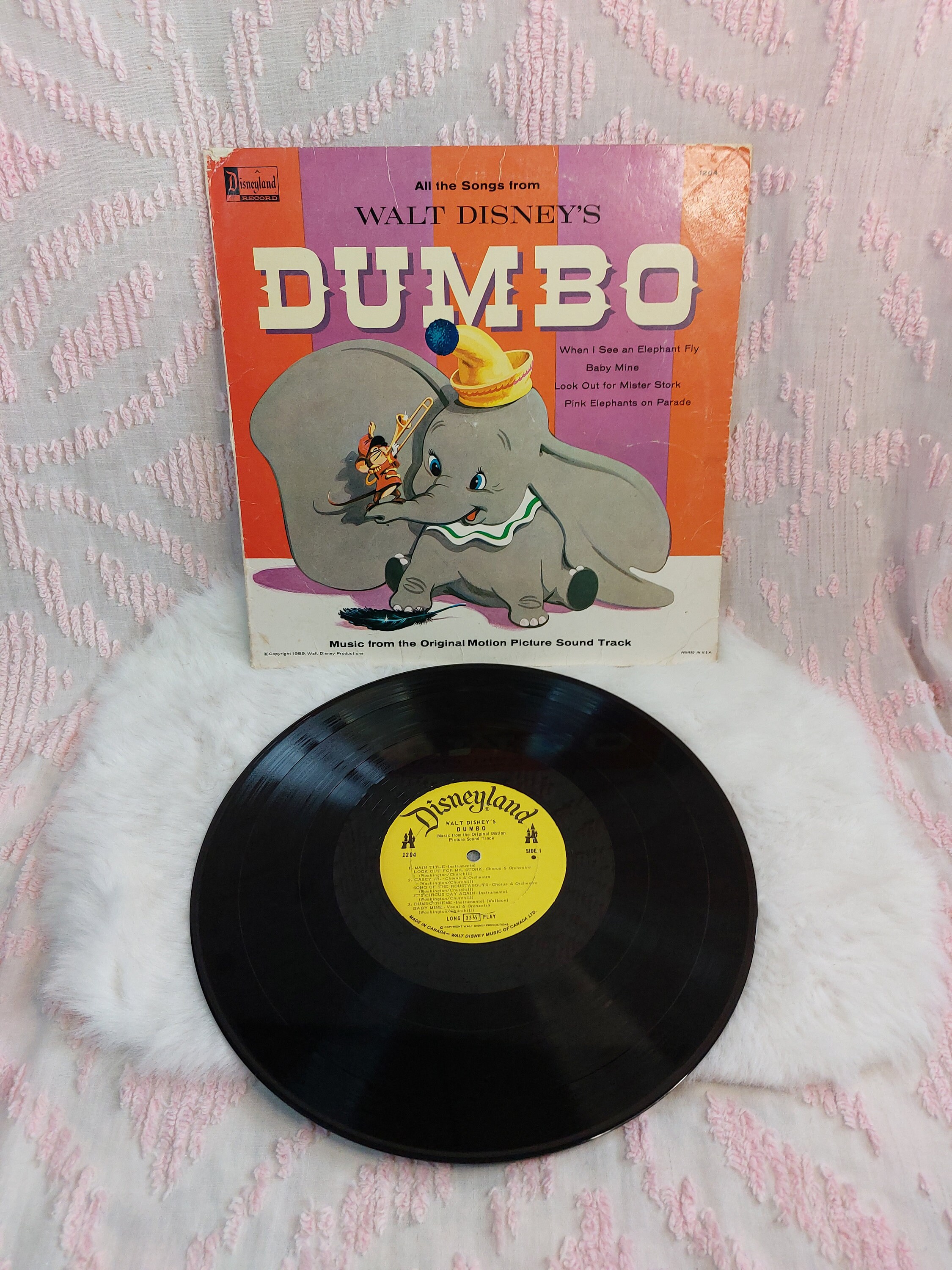 Vintage 1959 Walt Disney's Dumbo Vinyl Motion Picture Soundtrack Record ...