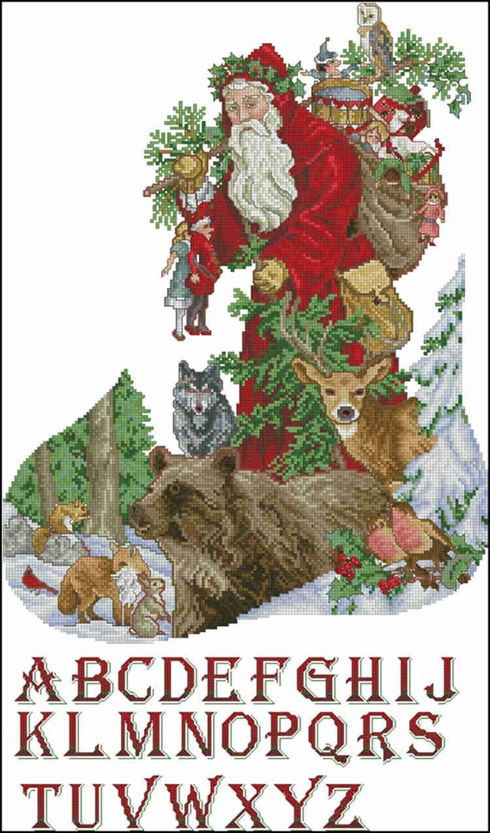 Santa Stocking Designed Counted Cross-stitch Pattern PDF Hand Stitch ...
