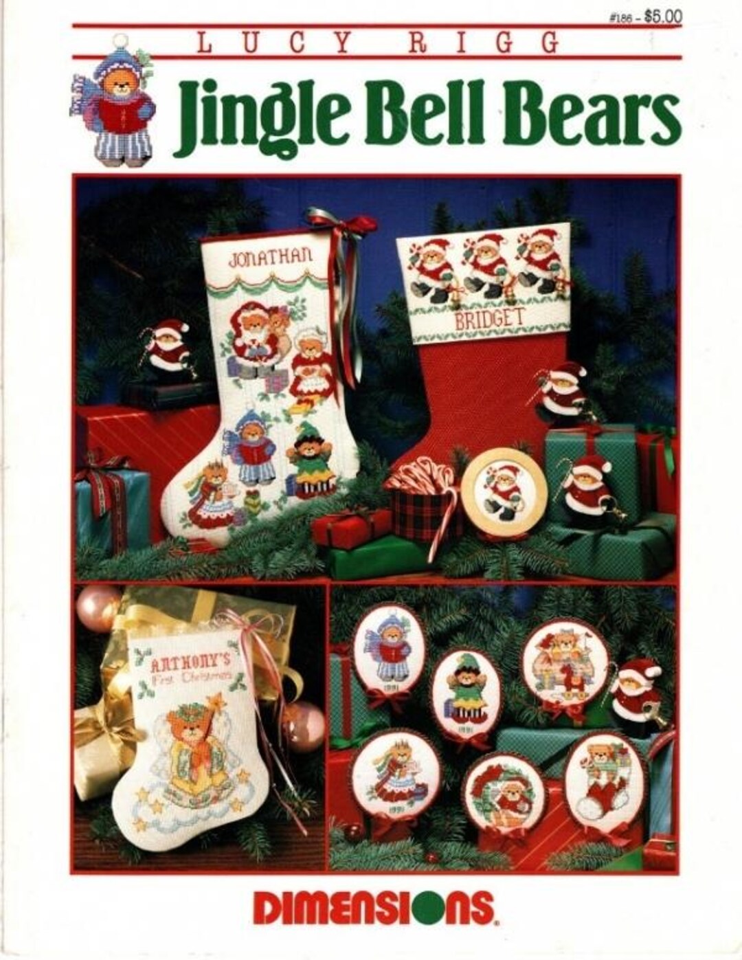 Dimensions Jingle Bells Bears Stocking Designed by Lucy Rigg Cross ...